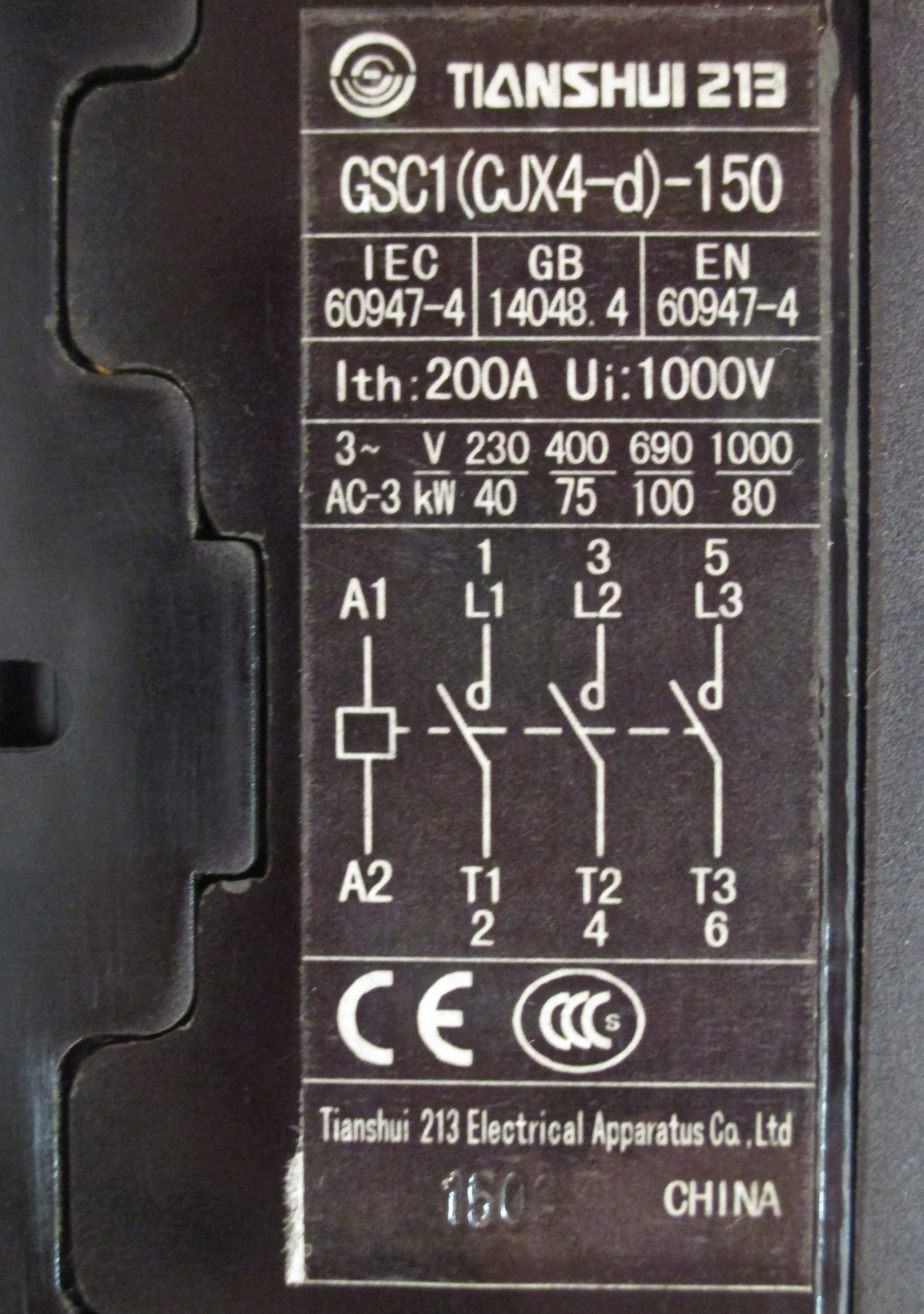 GSC1 (CJX4-d)-150: TIANSHUI, AFTERMARKET REPLACEMENT FOR LC1-D150, AC ...